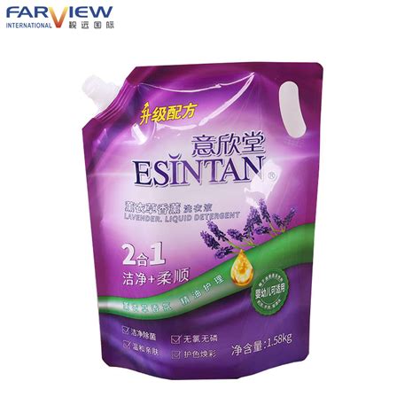 Standing Up Plastic Soap Laundry Detergent Water Proof Bag With Spout