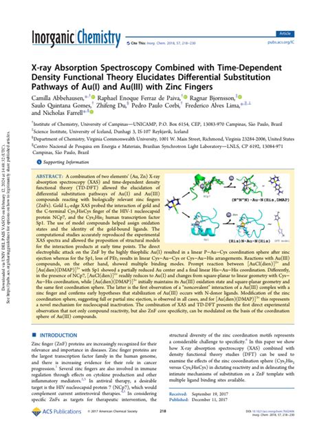 Abbehausen Et Al 2017 X Ray Absorption Spectroscopy Combined With Time