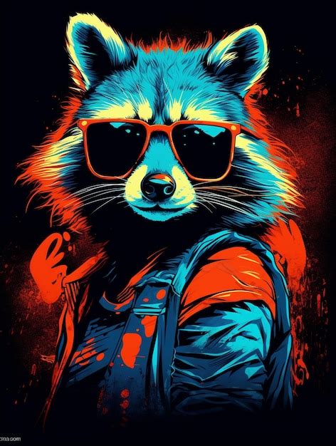 Premium Photo Raccoon With Shades Projecting A Confident And Carefree