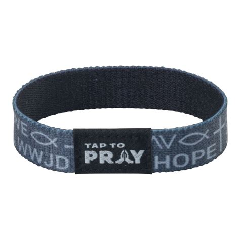Tap To Pray® Wristband Symbols Of Faith Grey — Versible