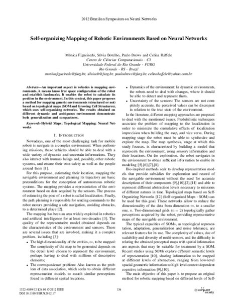 Pdf Self Organizing Mapping Of Robotic Environments Based On Neural