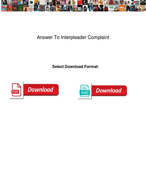 Fillable Online Answer To Interpleader Complaint Answer To