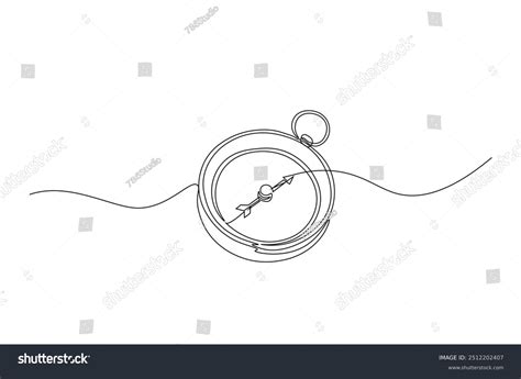 Magnetic Compass Continuous One Line Drawing Stock Vector Royalty Free