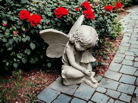 Concrete Pixie Figurine Handmade Sitting Pixie Girl Figure Creative Garden Art Etsy