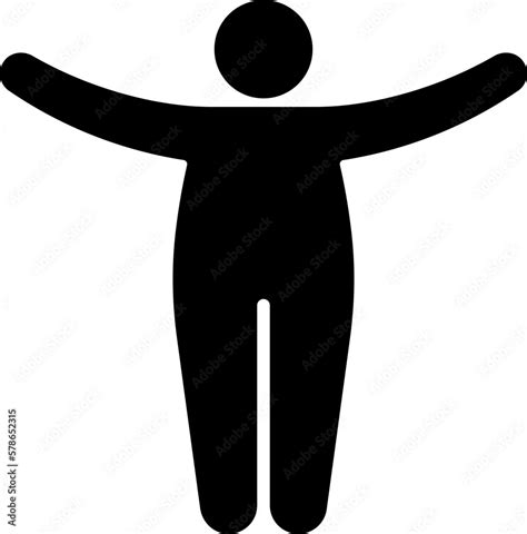 Obese Stick Figure Person Black Pictogram Icon Black And White
