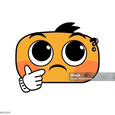 Vector Cartoon Cute Thinking Face Emoji Isolated Illustration Stock Illustration Download
