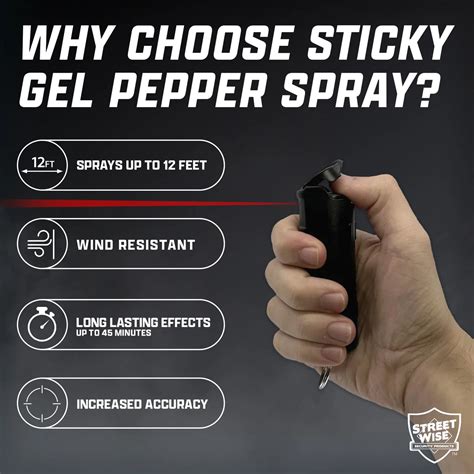 Streetwise Sticky Gel Pepper Spray With Uv Dye 05 Oz Sku Swsg3bkft