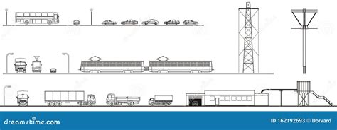 Graphic Elements Of Transport Infrastructure Stock Illustration