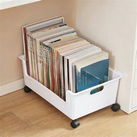 Rolling Under Desk Storage Box With Wheels And Open Top Mobile Plastic