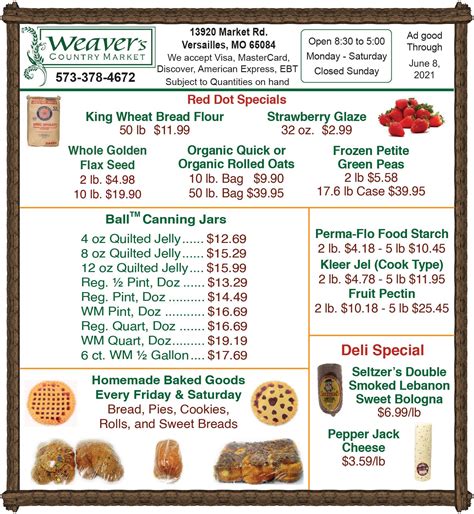 Weavers Country Market This Is Our Weekly In Store Ad Product And