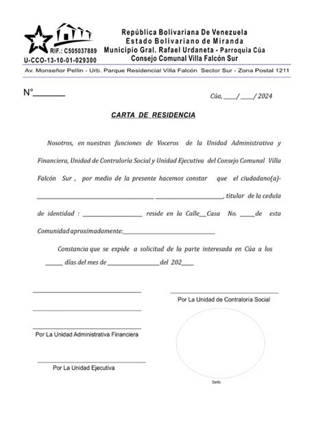 Carta De Residencia Pdf