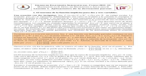 Lección 1 1 El Teorema De La Función Implícita Para Dos Y Tres [pdf Document]