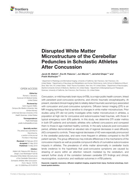 Pdf Disrupted White Matter Microstructure Of The Cerebellar Peduncles