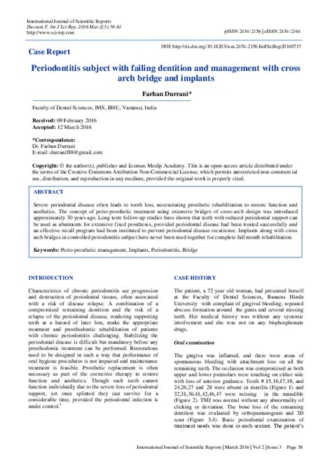 Pdf Case Report Periodontitis Subject With Failing Dentition And