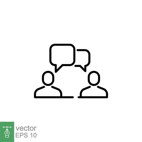 Speaking People Icon Simple Outline Style Talk Speak 2 Two Person
