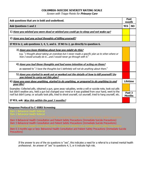 C Ssrs Screeningtoolforprimarycare Shortversion Pdf Mental Health Suicide