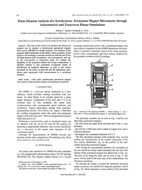 Finite Element Analysis Of A Synchronous Permanent Magnet Micromotor Through Axisymmetric And
