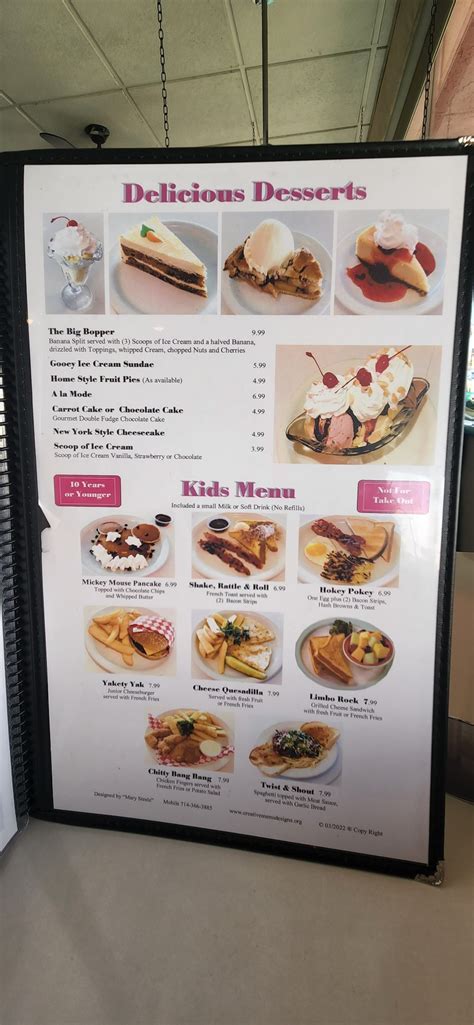 Ozzies Diner Menu Updated 2026