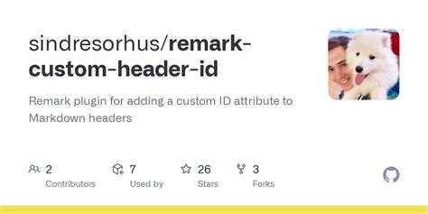 Github Sindresorhusremark Custom Header Id Remark Plugin For Adding Custom Id Attribute To
