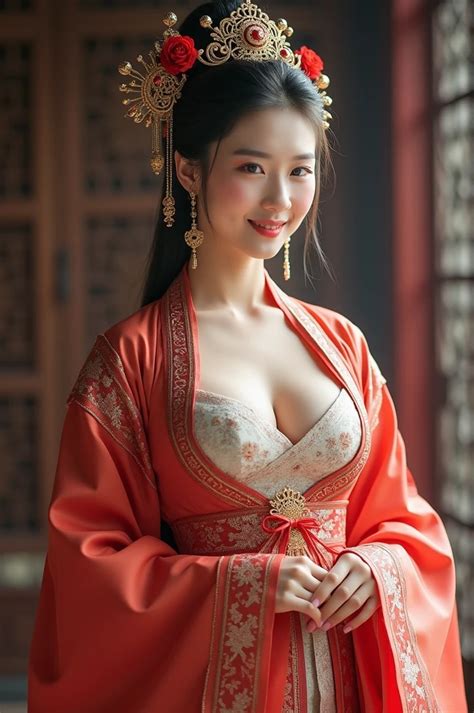 Chinese Beautiful Woman，wear Hanfu，big Breasts，show The Chest Seaart Ai