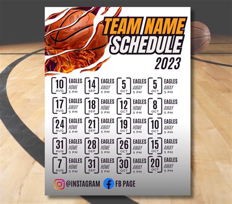 Editable Basketball Schedule Template Diy Canva Basketball Schedule