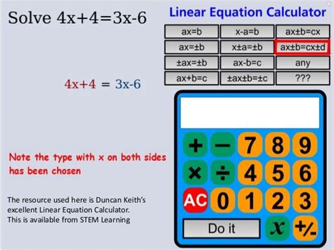 Using The Linear Equation Calculator By Duncan Keith