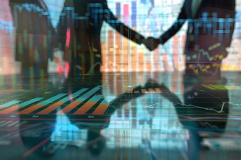 A Blurry Image Of Businessman Shaking Hands With A Lot Graphs And Charts Premium Ai Generated