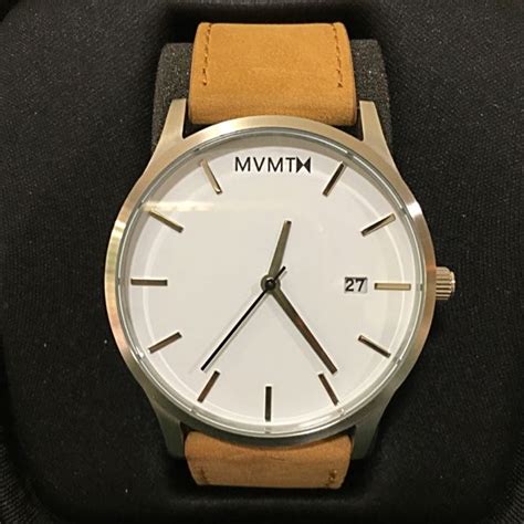Mvmt Mens Watch Classic Series White Tan Leather Mobile Phones