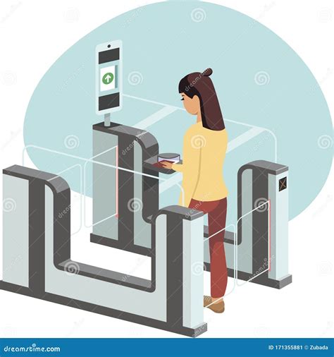 Young Woman Passing Through Automated Passport Border Control Gates