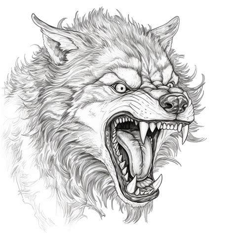 Premium Photo A Drawing Of A Wolf With Its Mouth Open And Its Teeth