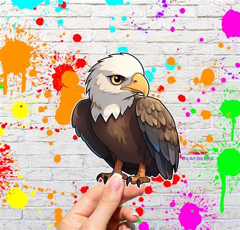 Cartoon Eaglet Decal Cute Bald Eagle Patriotic Bald Eagle Etsy