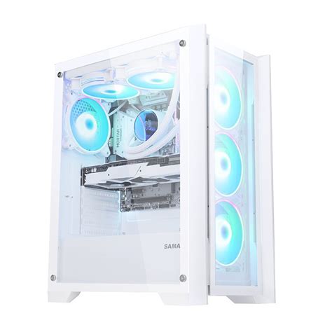 Case เคส Sama Gzs White Micro Atx มีพัดลม Rgb 4 ตัว รับประกัน 1