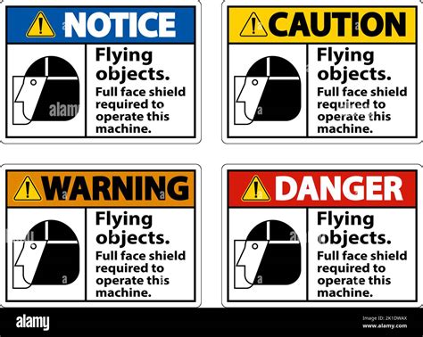Flying Object Face Shield Required Sign On White Background Stock
