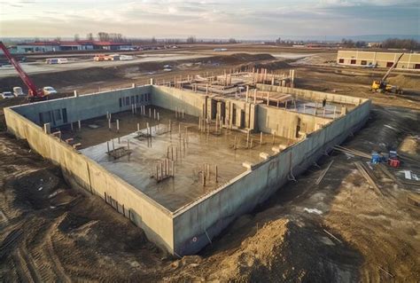 Construcción De Cimientos De Hormigón De Nuevo Edificio Foto Premium