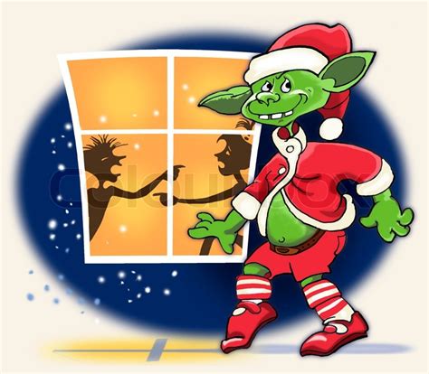 Jule Trold Sniger Forbi Vinduet Stock Foto Colourbox