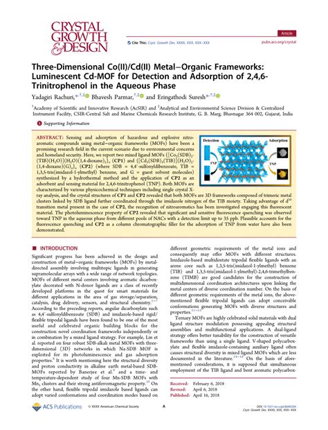 Pdf Three Dimensional Coiicdii Mofs Luminescent Cd Mof For