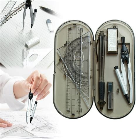 Ecohintz Protractor And Compass Set 8 Piece Drafting Kit