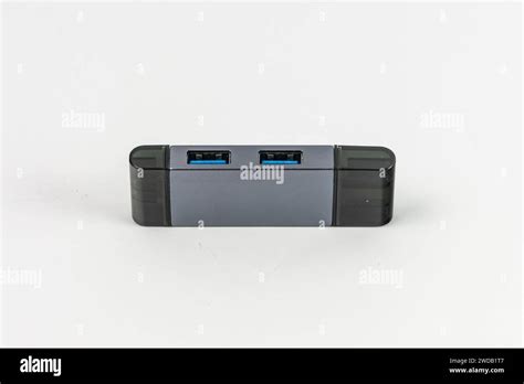 Small Usb Hub With Two Ports Usb A And Sd And Microsd Cards Slots And Is Compatible With Usb C