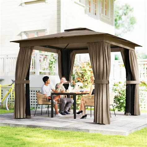 Outsunny 10 X 13 Patio Gazebo Outdoor Canopy Shelter With Sidewalls