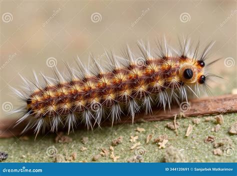 Moth Larva Magnified By The Microscope Vintage Engraving Vector