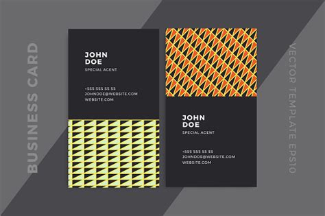 우아한 추상 명함 수직 어두운 템플릿 예술적 기하학적 패턴의 현대 기업 문구 모형 샘플 텍스트가있는 깨끗하고 간단한 벡터 편집 가능한 배경 Eps10 0명에 대한 스톡 벡터