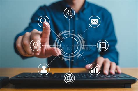 Digital Transformation Strategy Concept Man Using Virtual Interface