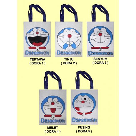 Jual Tas Emo Doraemon Model Tenteng Aneka Ekspresi Doraemon Uk 30 X 40