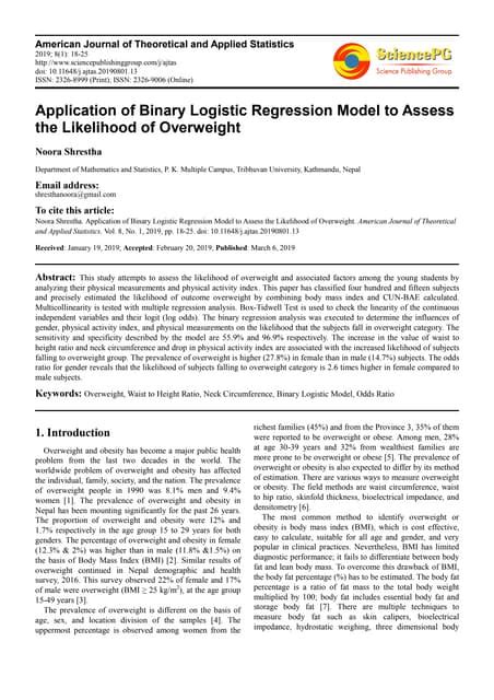 Application Of Binary Logistic Regression Model To Assess The