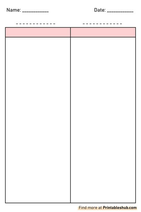 Free Printable Blank Comparison Chart Template Pdf Templates Meal