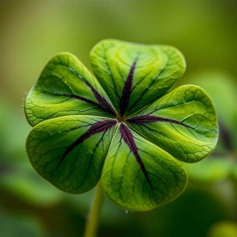A Close Up View Of A Vibrant Green Four Leaf Clover Leaf