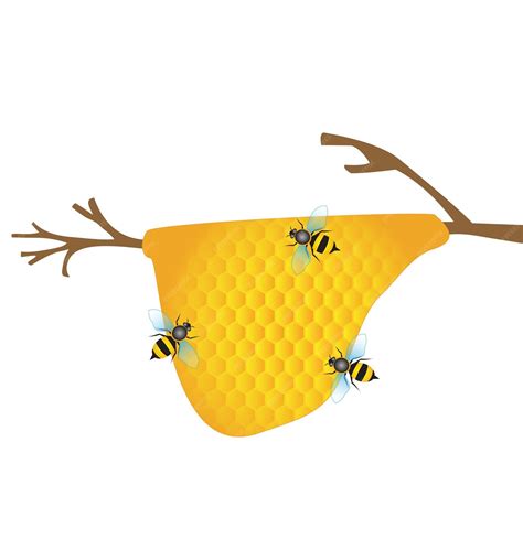 Premium Vector Worker Bees On Honey Cells With Honey Dripping Vector