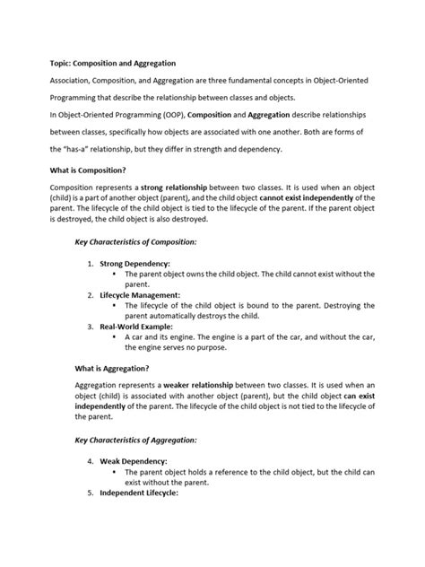 Composition Vs Aggregation In Oop Pdf Class Computer Programming