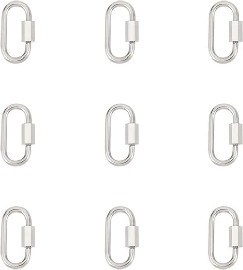10pcs Oval Screw Carabiner Lock Charms 21mm Long Stainless Steel Screw