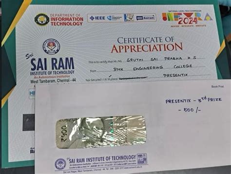 Achievement Sairaminstituteoftechnology Paperpresentation